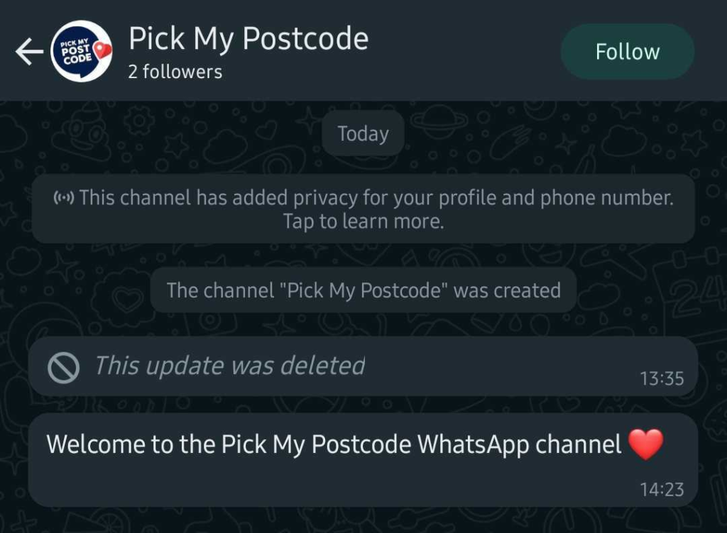 Pick My Postcode Joins WhatsApp Channels | Pick My Postcode